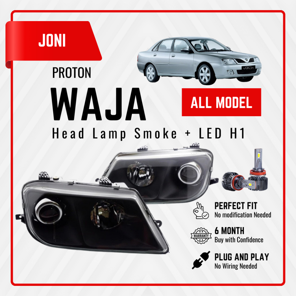 Head Lamp Lampu Besar Depan Proton Waja Smoke Black Hitam 2pcs Glass ...