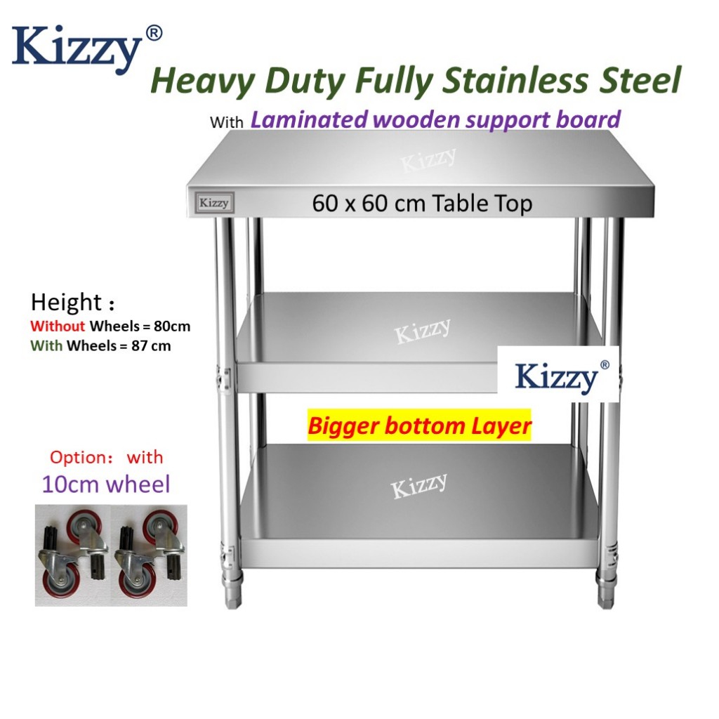 KIZZY Heavy Duty Stainless Steel 3T working Table Meja Storage | Shopee ...
