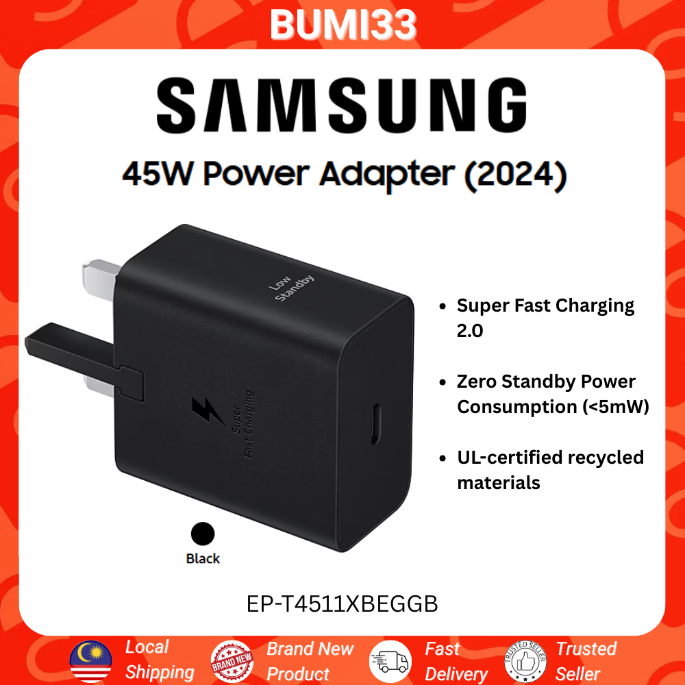 [Original] Samsung 45W Power Adapter (2024) | EP-T4511XBEGGB | Shopee ...