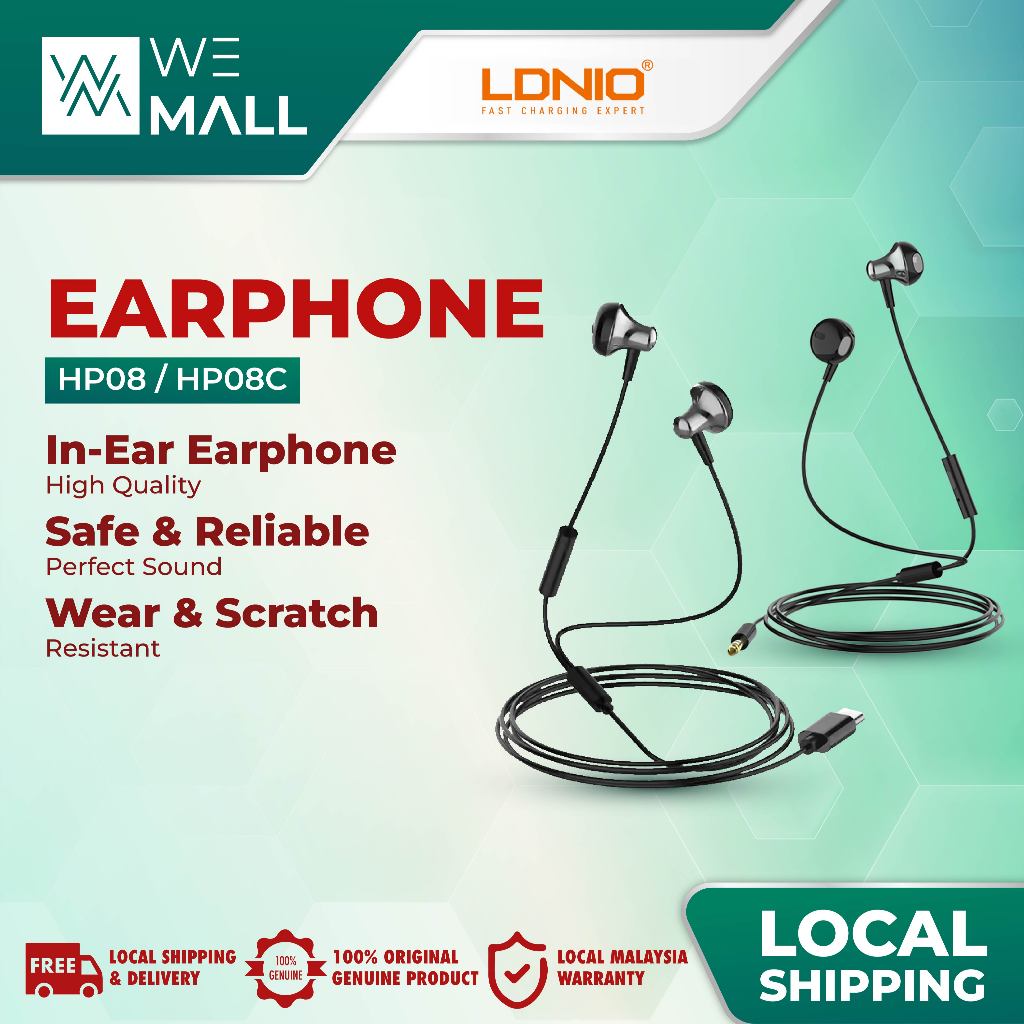 LDNIO HP08/HP08C In-Ear Wired Earphone With Controller Grey | Shopee ...
