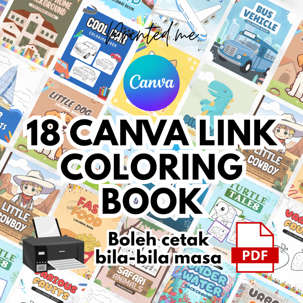 eBook Buku Mewarna Digital Kanak-Kanak (PDF) | Colouring Book by Canva ...