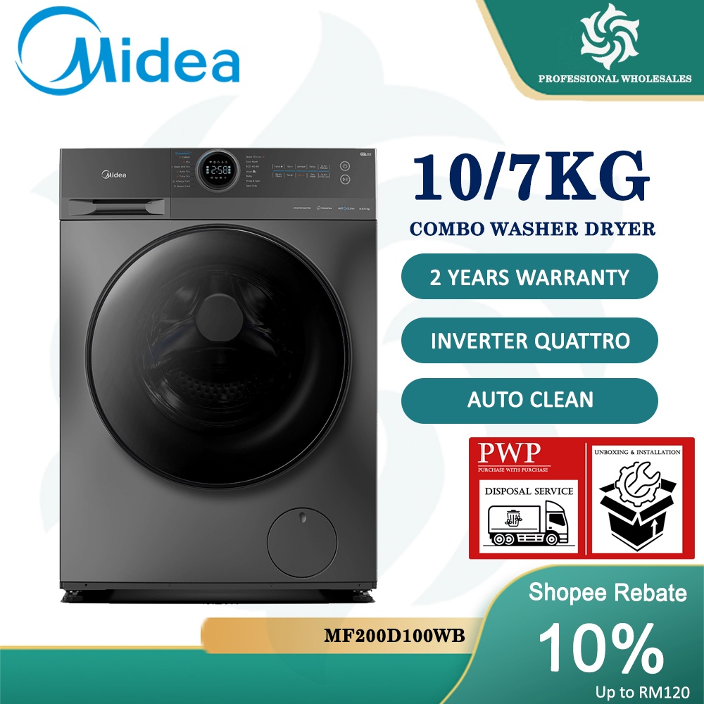 MIDEA Combo Washer Dryer 10KG/7KG | 12KG/8KG Quick Wash | Shopee Malaysia