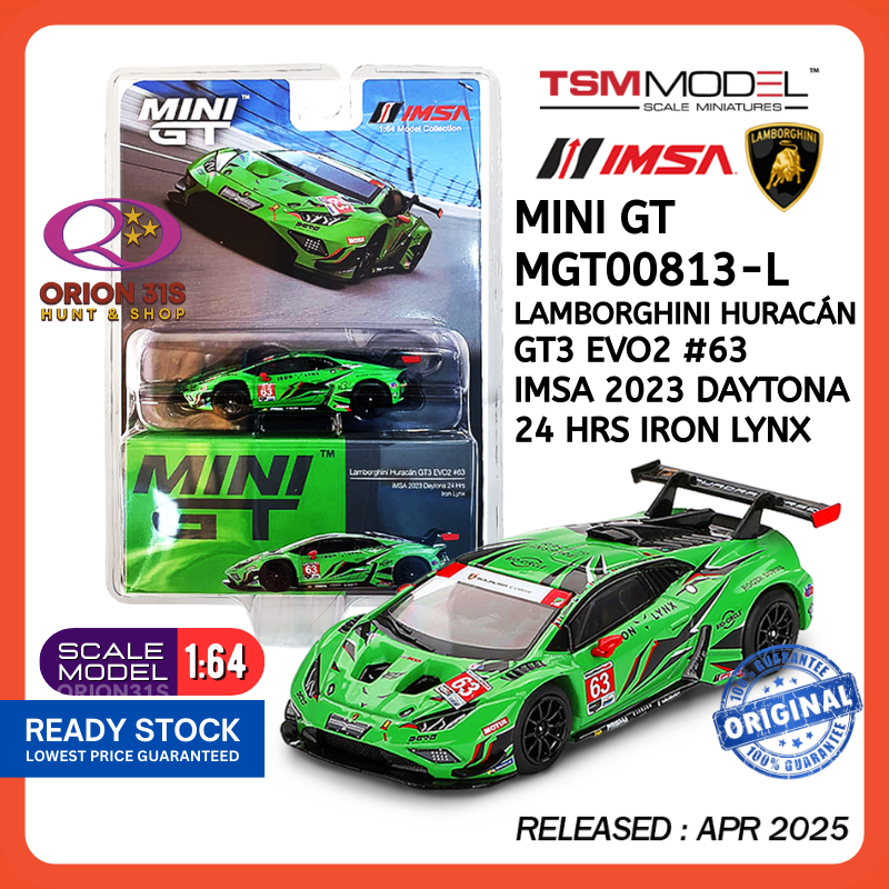 Mini GT 813 Lamborghini Huracán GT3 EVO2 #63 IMSA 2023 Daytona 24 Hrs ...