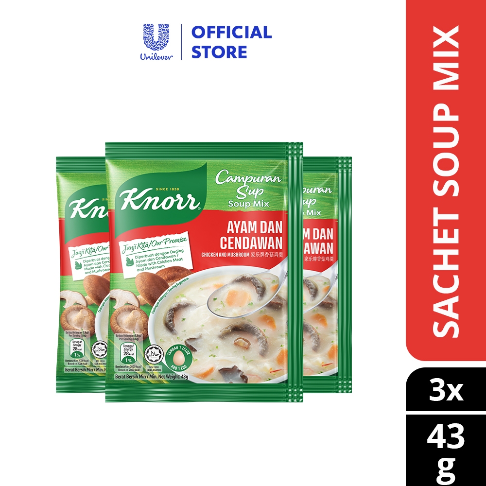 [Bundle of 3] Knorr Chicken & Mushroom Western Instant Soup 43g | Shopee Malaysia