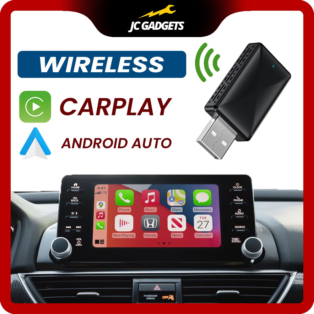2 in 1 Wireless Apple CarPlay Android Auto Adapter Dongle Wired to ...