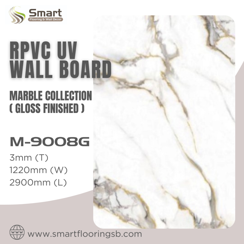 RPVC UV Marble Wall Panel Wall Board M-9008G (Gloss Finished) [ONLY ...