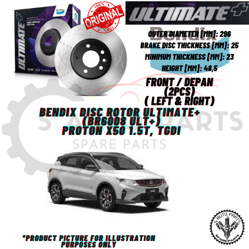 PROTON X50 1.5T, TGDi (FRONT OR REAR) 100% BENDIX DISC ROTOR ULTIMATE+ ...