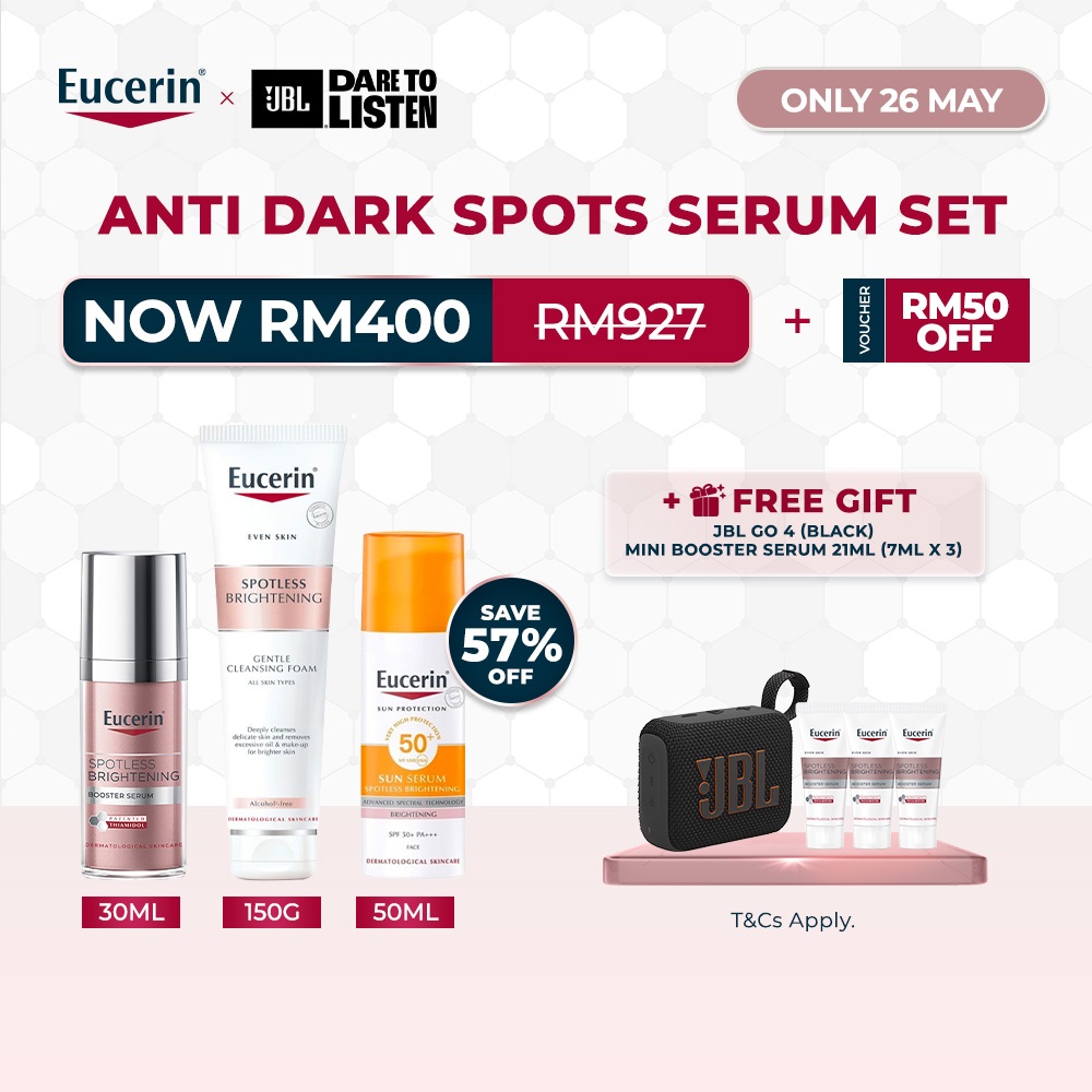 [JBL x Eucerin 1] Eucerin Spotless Brightening Booster Serum 30ml + Cleanser Foam 150g FREE ...