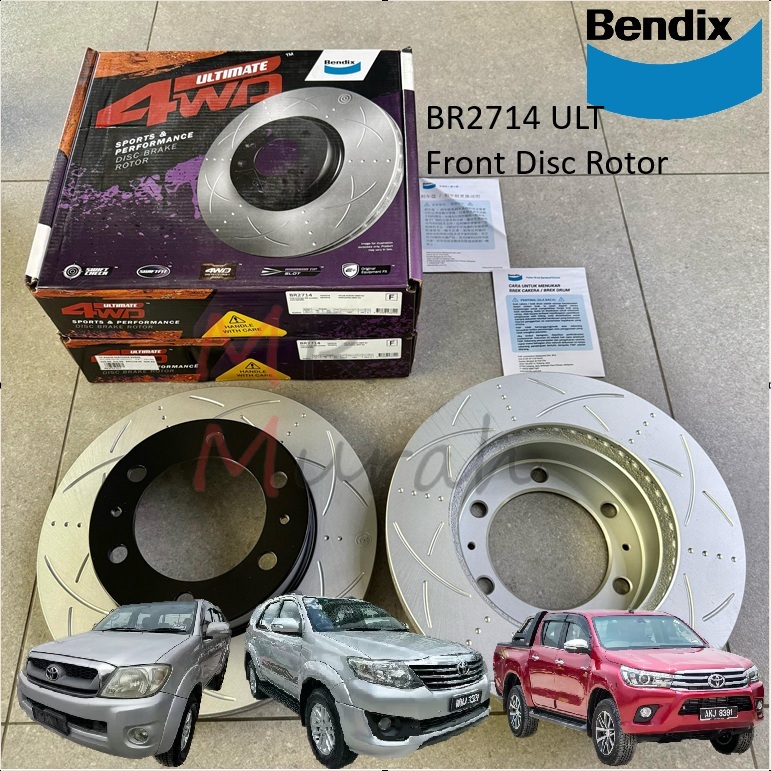 Original Bendix Ultimate BR2714 Front disc rotor racing Toyota Hilux ...