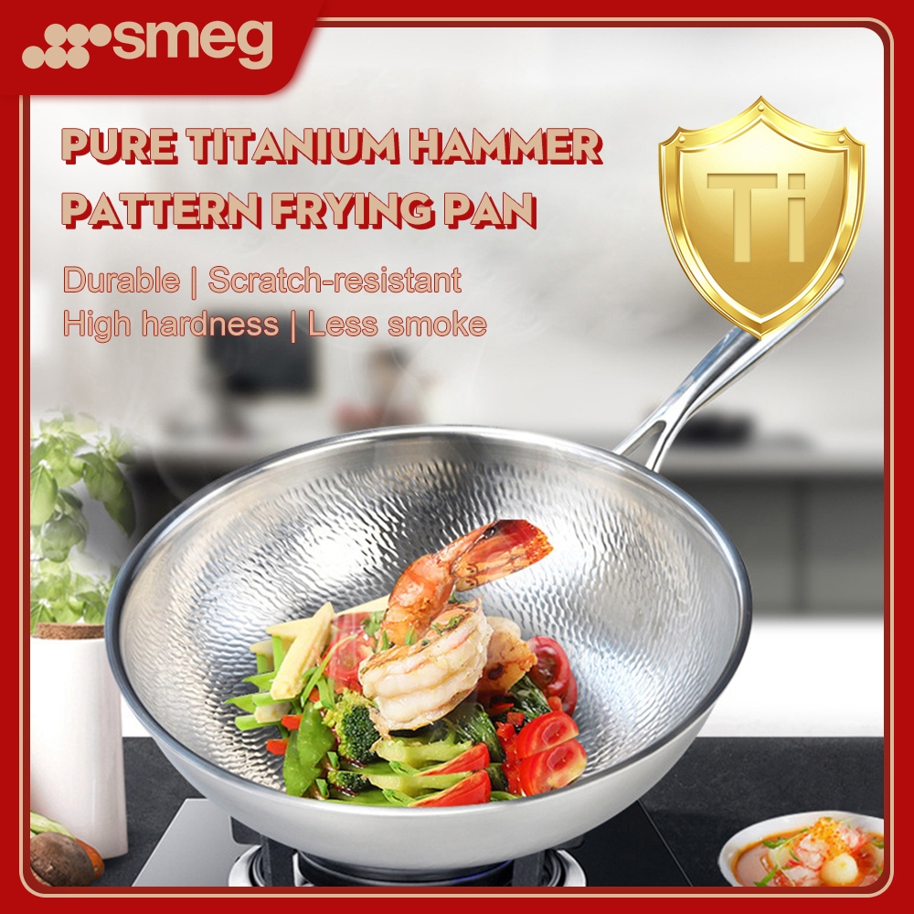 Hot Sale Pure Titanium Wok with Lid Non Stick Cooking Pot Scale Hammer ...