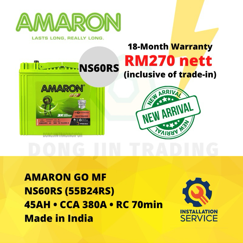 [Installation Provided] NS60RS | 55B24RS | Amaron Go MF Car Battery - 18 Months Warranty ...