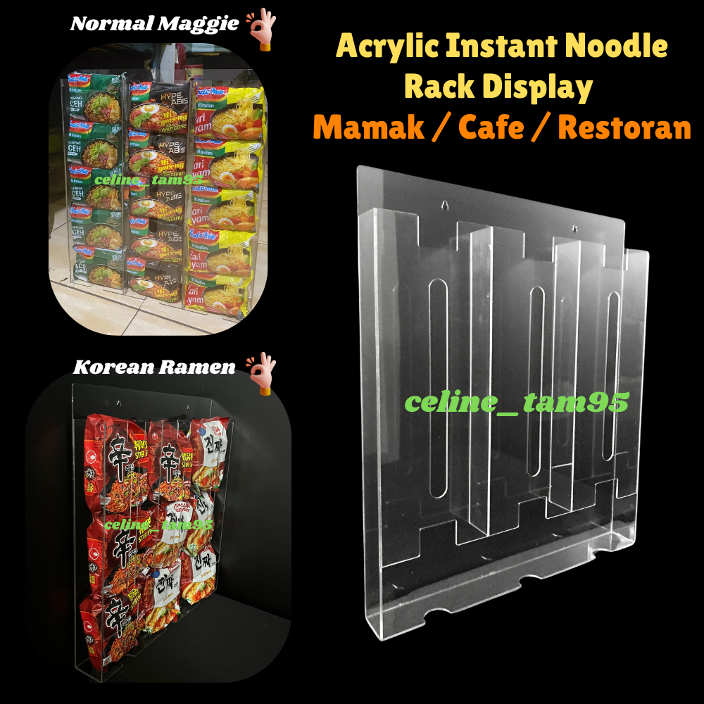 Acrylic Instant Noodle Rack Display (3 Wall Slots) Maggie Holder for ...