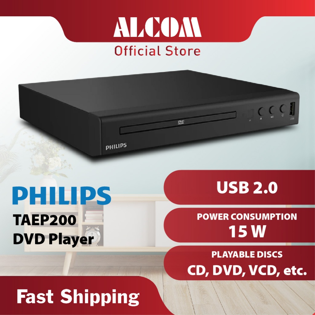 [New Arrival] PHILIPS TAEP200 DVD Player with USB 2.0 Media Link, 12 ...