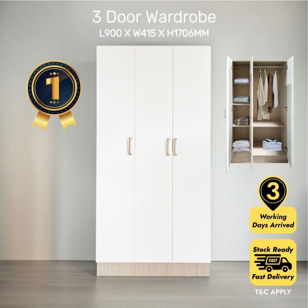 [READY STOCK] 3 Door Wardrobe | Bedroom Wardrobe | IKEA Wardrobe ...