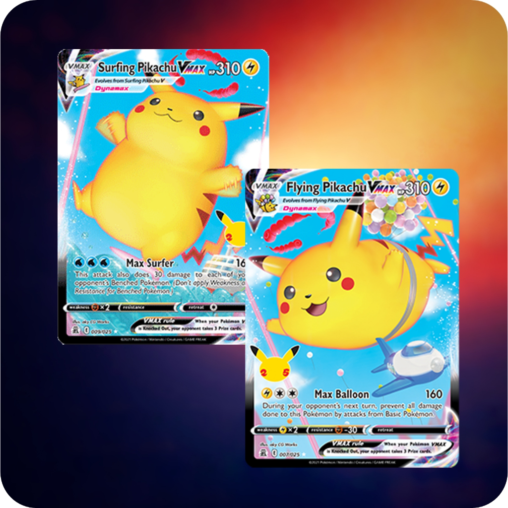 [ POKEMON TCG ] CELEBRATIONS PIKACHU SURFING FLYING V Vmax CELEBRATION ...