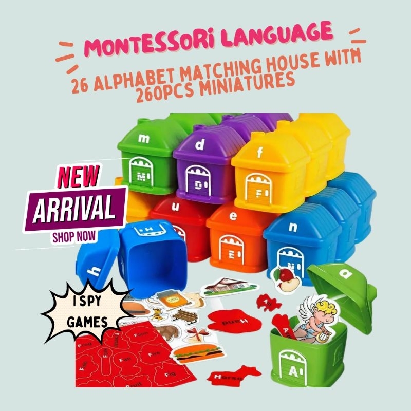 26 Alphabet Uppercase Lowercase Matching House Montessori Language ...