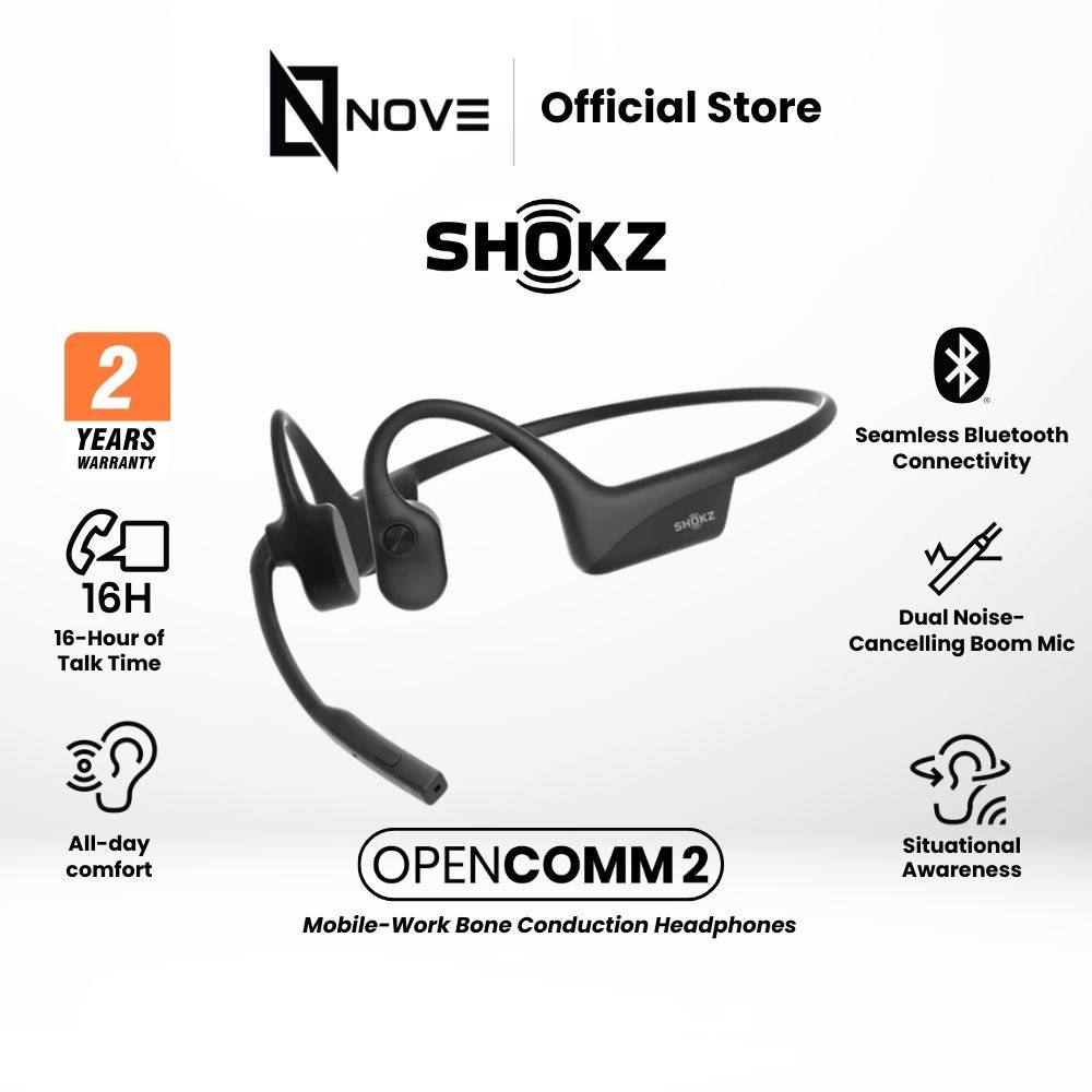 Shokz OpenComm 2 Bone Conduction Open-Ear Bluetooth Headset With Noise ...