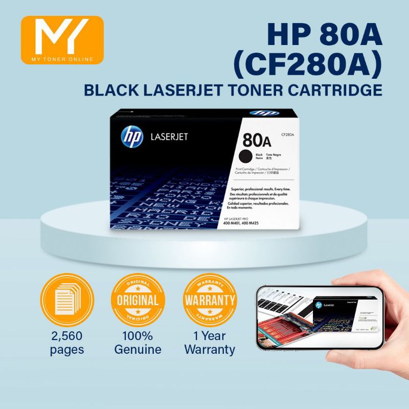 HP 80A / CF280A LASERJET PRO BLACK TONER CARTRIDGE / FOR PRINTER MODELS : M401/M401n/M401dn ...