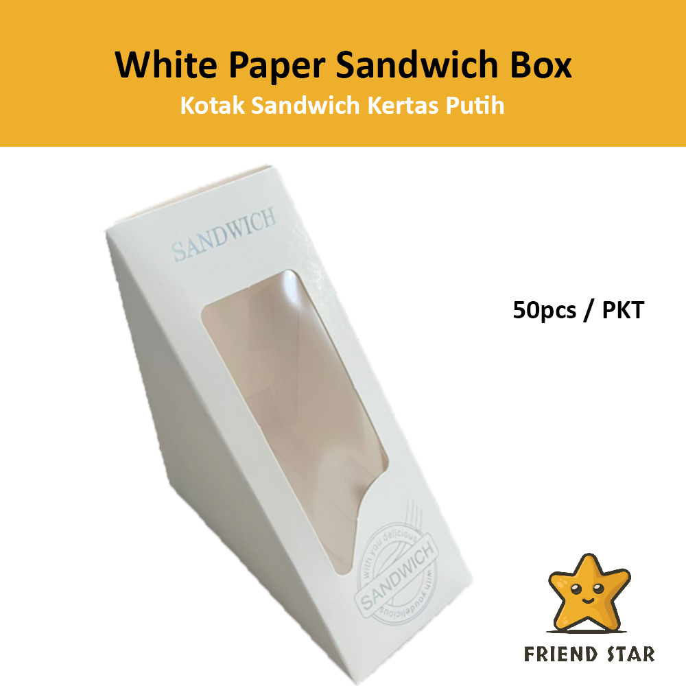 Bekas Kertas [50pcs] Flat Packaging Folding Triangle Sandwich Box ...