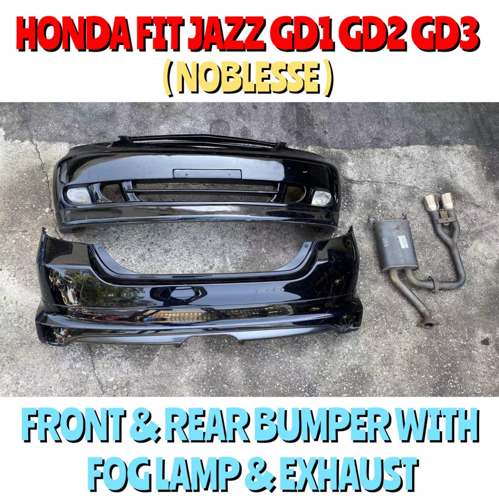 Honda Fit Jazz GD1 GD2 GD3 Front & Rear Bumper With Fog Lamp & Exhaust ...