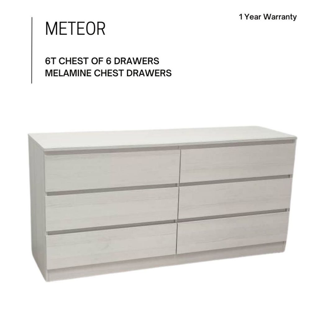 METEOR 6 tier CHEST OF 6 DRAWERS MELAMINE CHEST DRAWERS- Free delivery ...