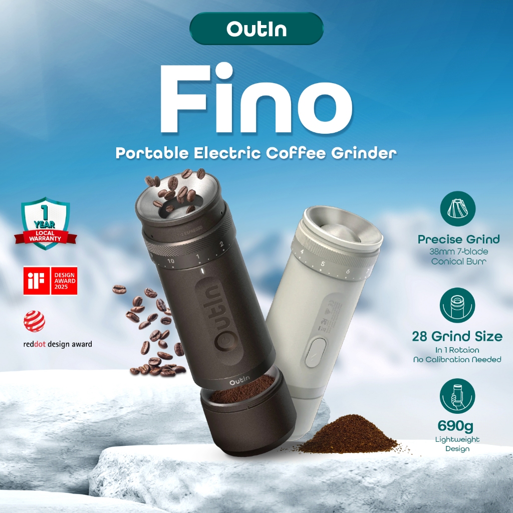 OutIn Fino Portable Electric Coffee Grinder – 28 Precise Grind Settings ...