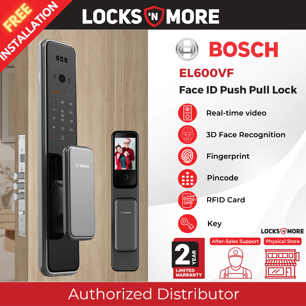Bosch EL600VF Face ID Push Pull Lock | 3D Face Recognition | Video ...