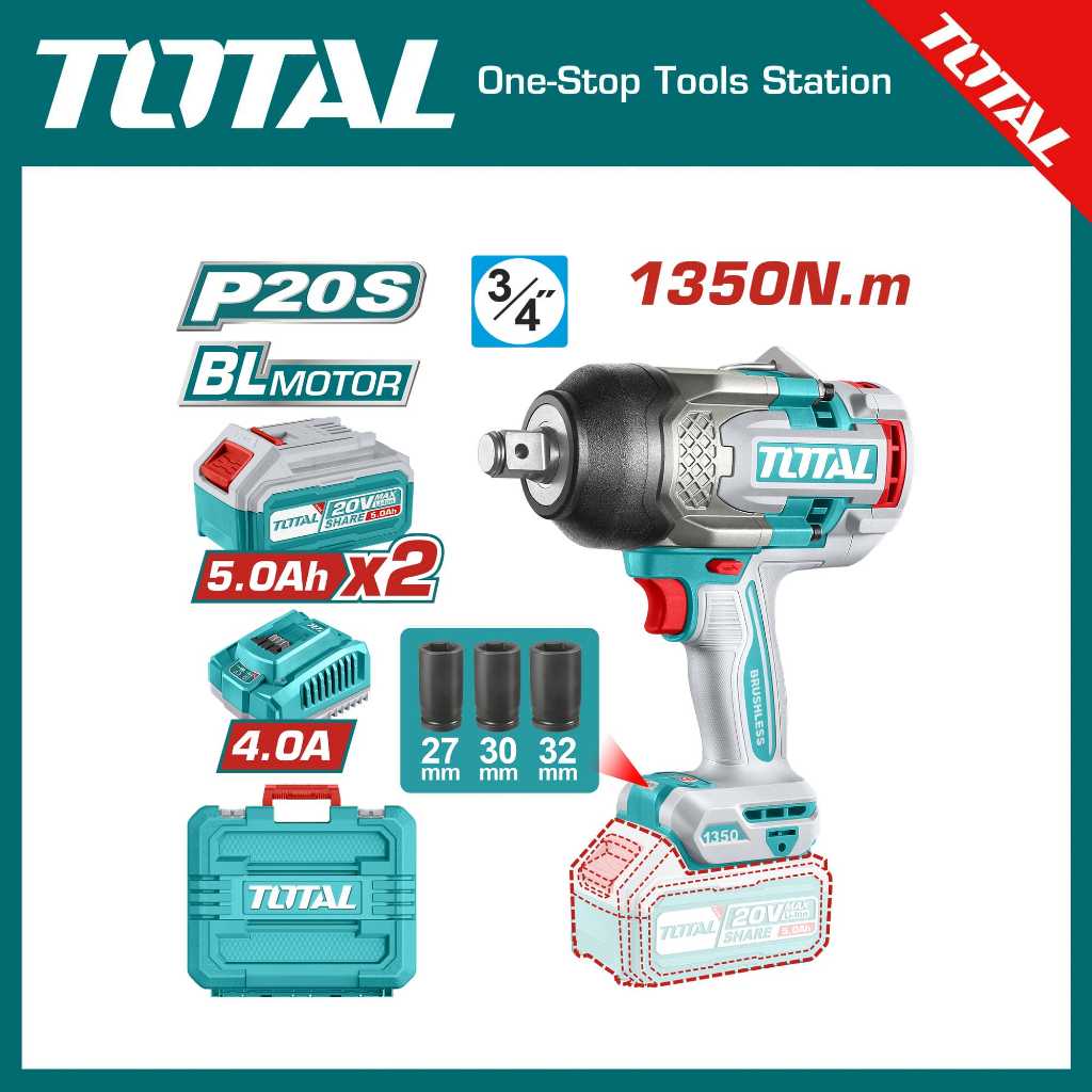 TOTAL Cordless impact wrench TIWLI20135 | Shopee Malaysia