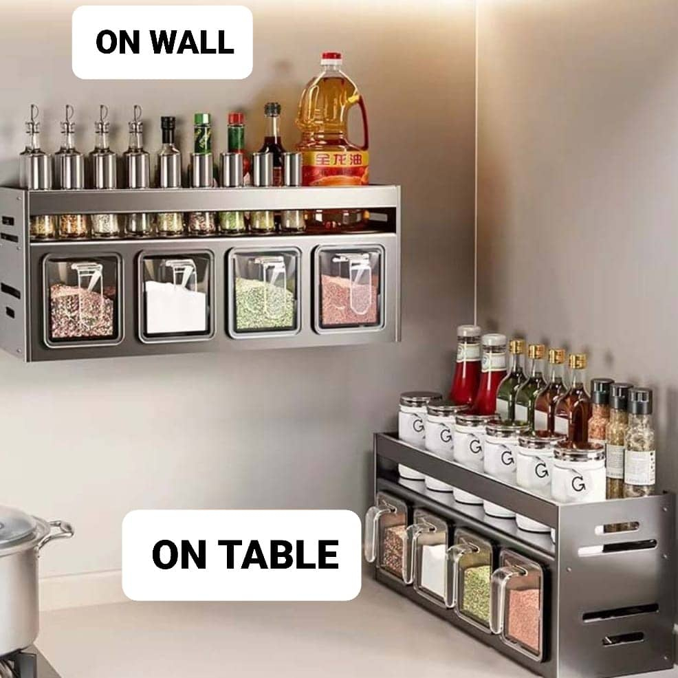 2 Layer Kitchen Shelf Storage Spice Rack Condiments Seasoning Rack ...