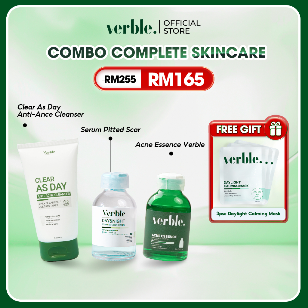 VERBLE Complete Skincare Combo Verble Serum Pitted Scar + Acne Essence ...