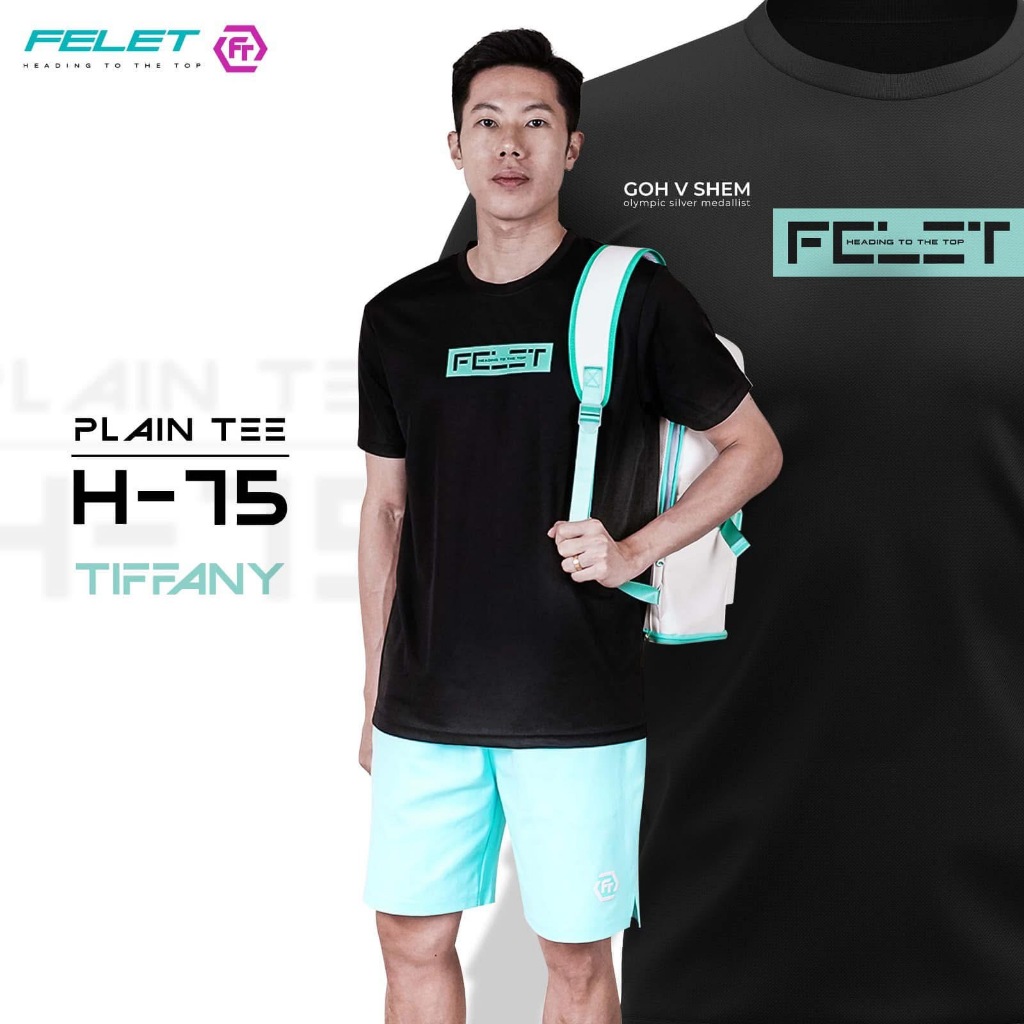 FELET H-75 PLAIN T-SHIRT BADMINTON JERSEY BLACK WITH FELET LOGO ...