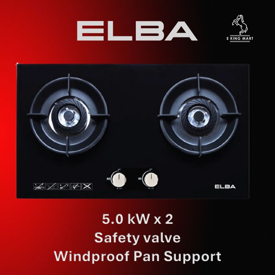 ELBA Glass Hob EGH-N8822G(BK) Safety Vavle Gas Cooker Gas Stove TRIPLE ...