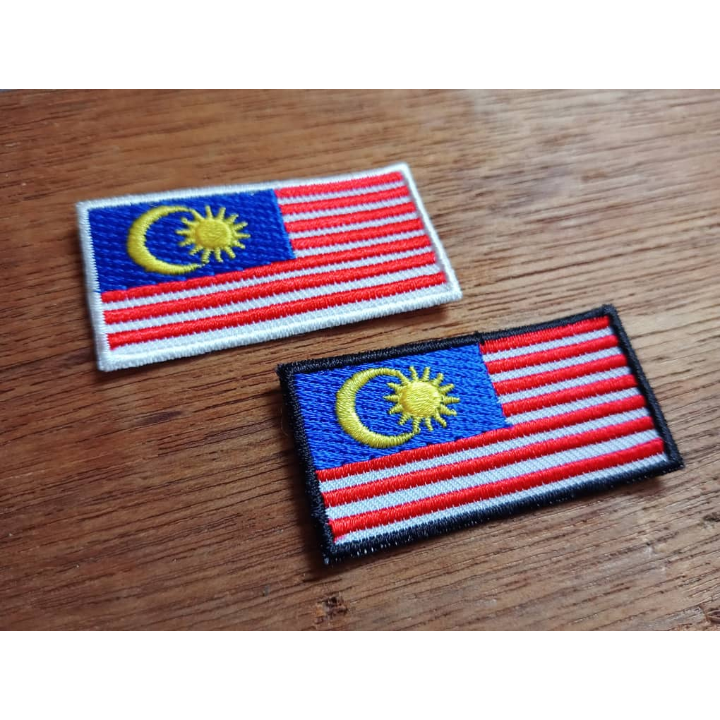 Patch Bendera Malaysia - 5cm x 2.5cm Patches Malaysian Flag With Emroidery Sulam Iron On ...