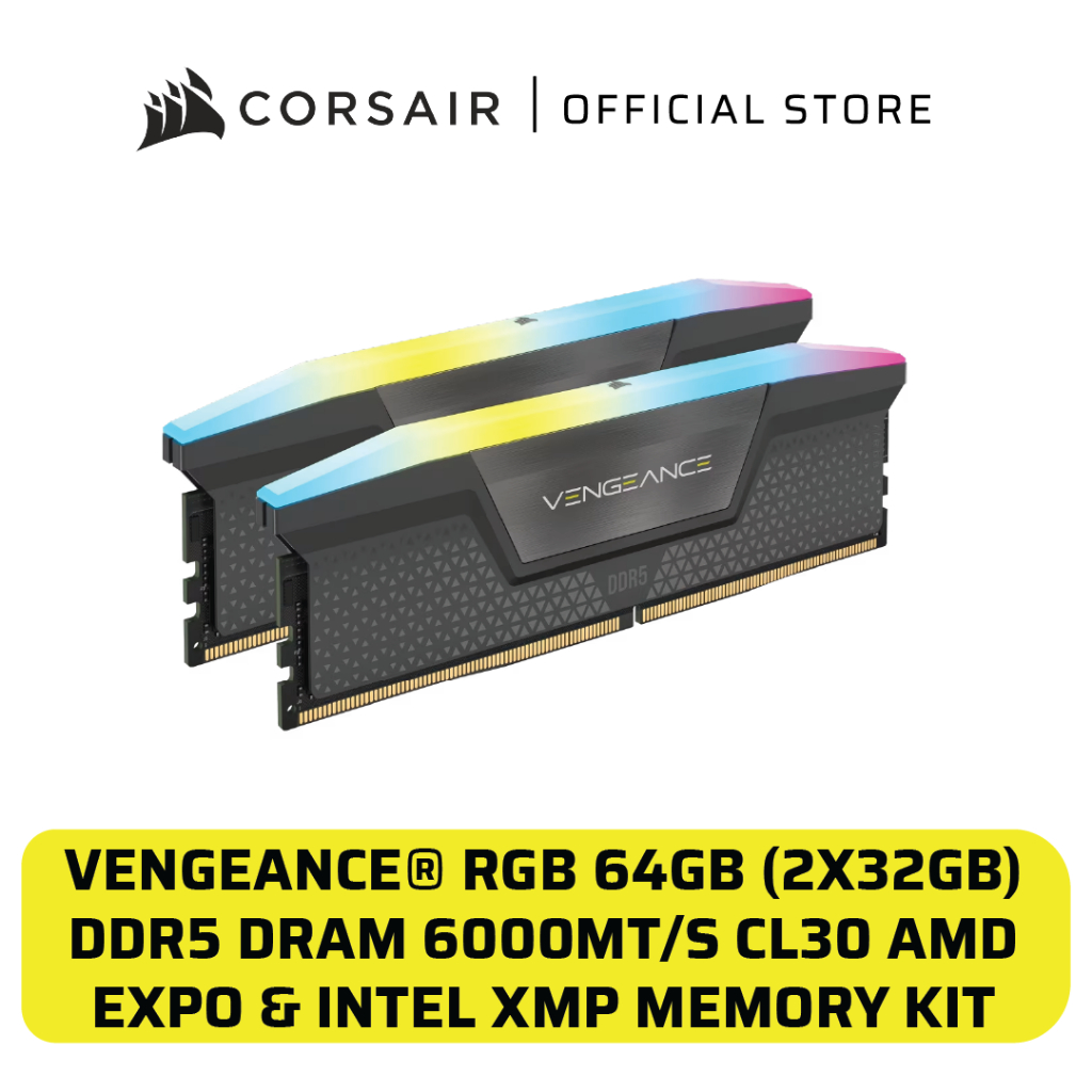 CORSAIR Vengeance RGB DDR5 DRAM 6000MT/s CL30 AMD Expo & Intel XMP ...
