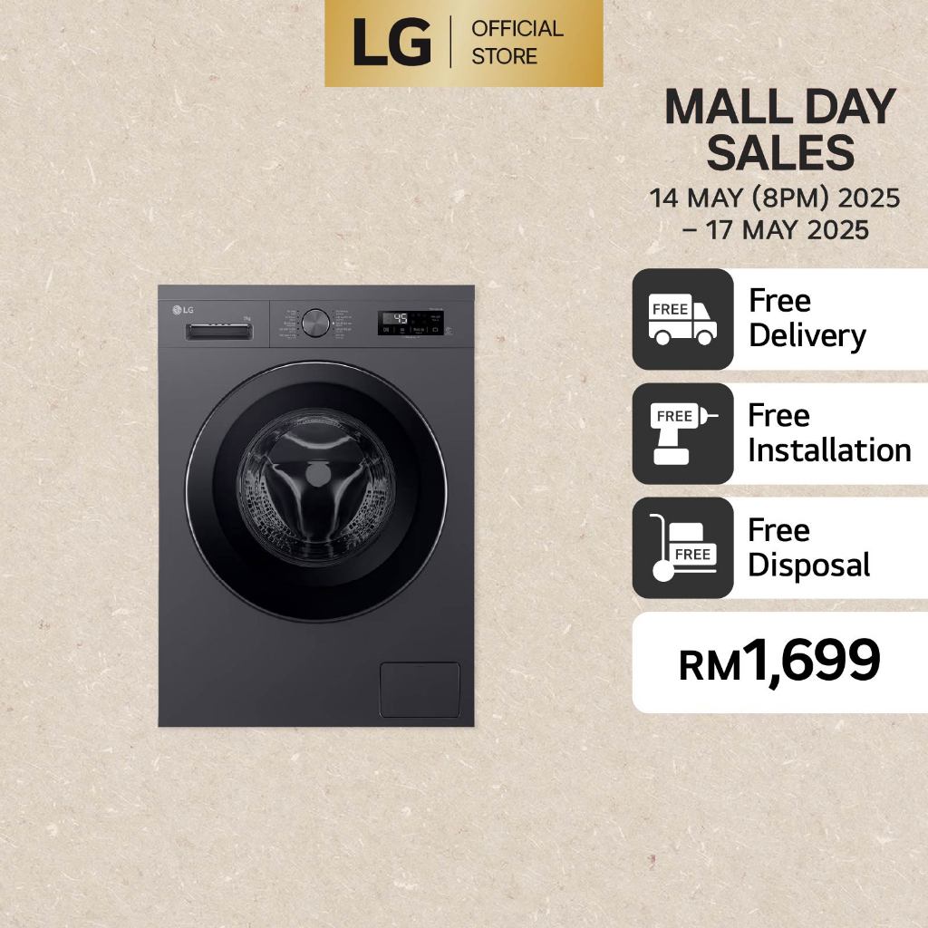 LG 9kg Front Load Washer with 6 motion Inverter Direct Drive FB1209S6M ...