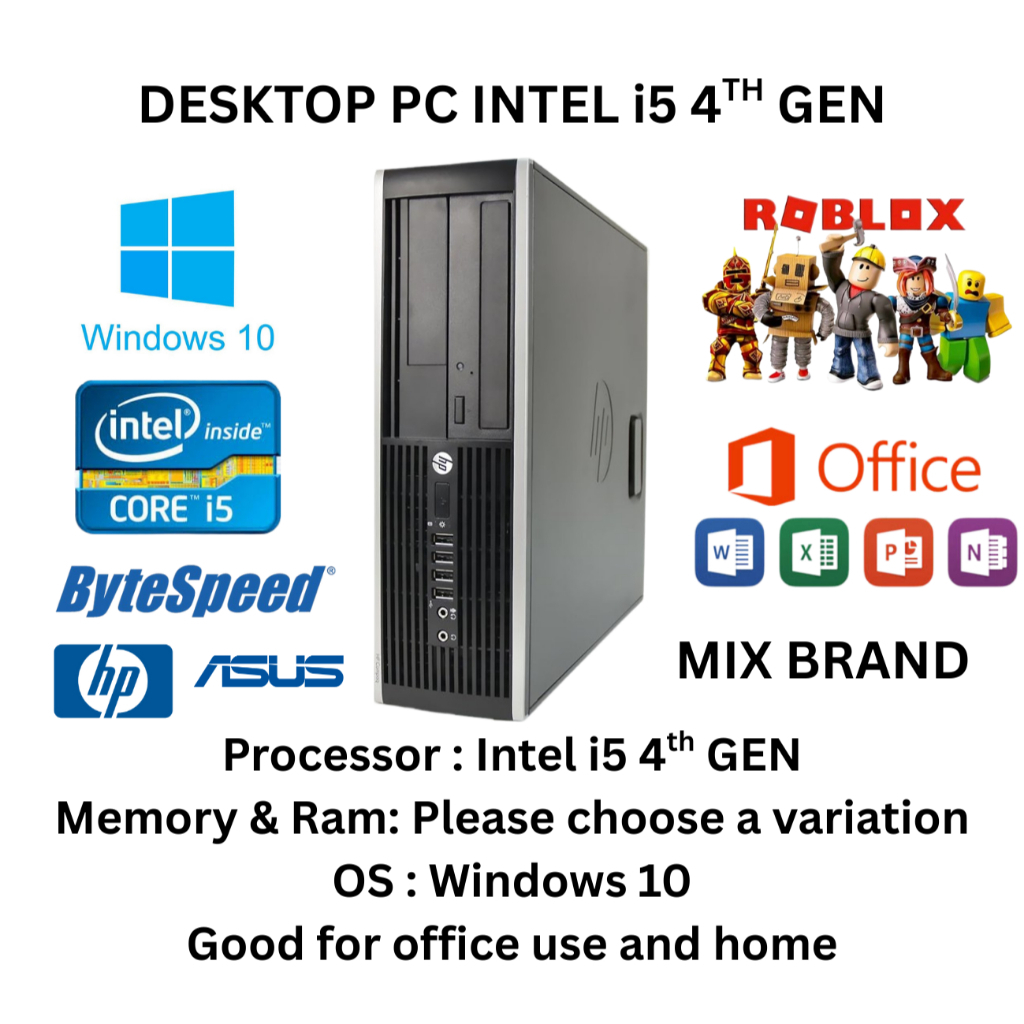 Desktop PC Intel i5/i7 2nd, 3rd, 6th, 7th, 8th Gen For Office, Editing ...