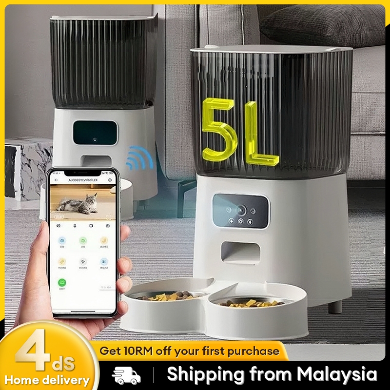 5L Large Cat Food Dispenser Automatic Cat Dogs Food Feeder With Camera ...