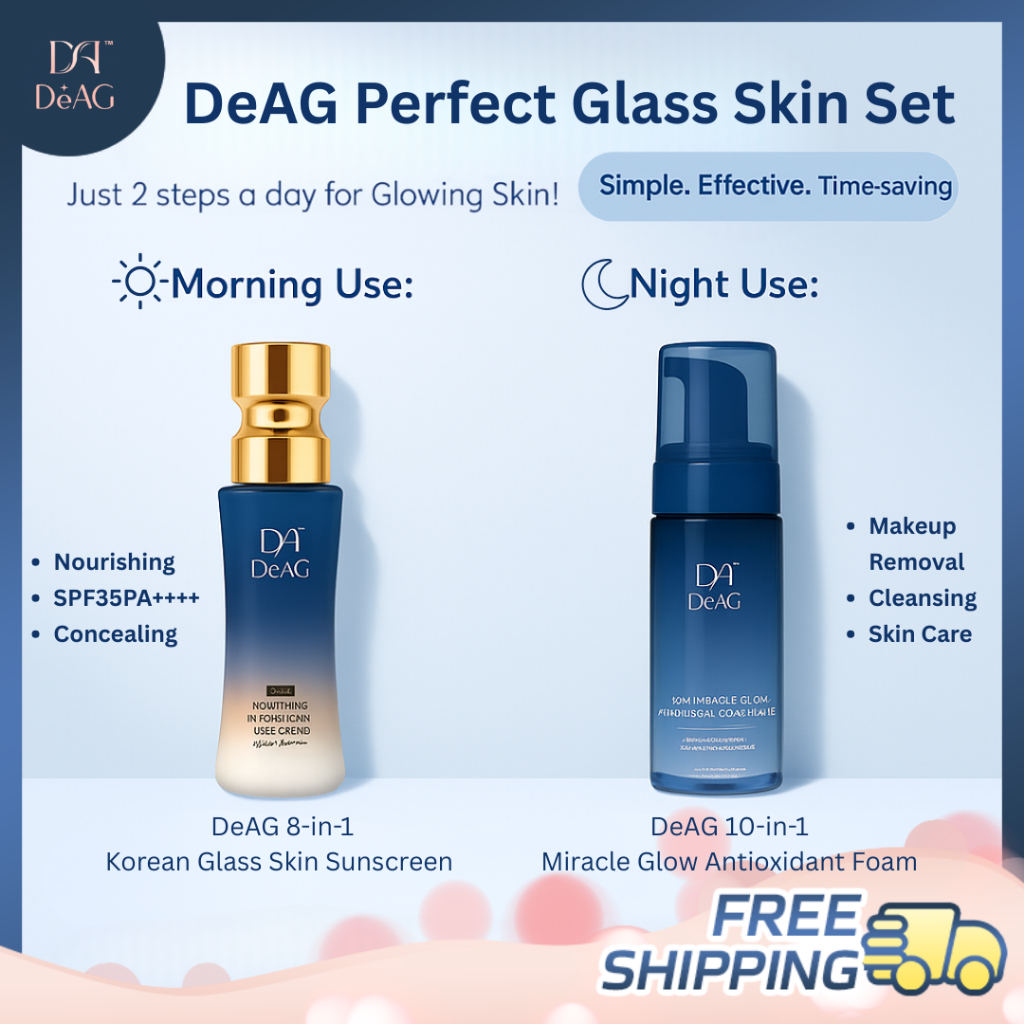 【DeAG】Perfect Glass Skin Set Sunscreen (Make Up remove+Cleanser) Foam ...