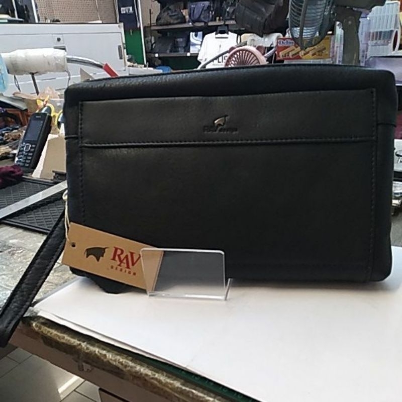 (NEW ARRIVALS)RAV DESIGN ORIGINAL GENUINE LEATHER CLUTCH BAG BLACK ...