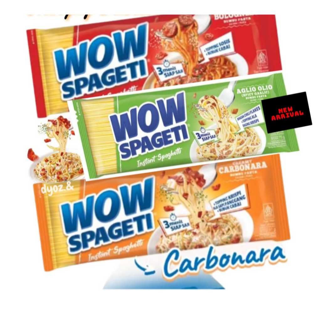 WOW SPAGETI Instan Halal 88 grams Aglio Olio Carbonara Dan Bolognese Dengan Sos | Shopee Malaysia