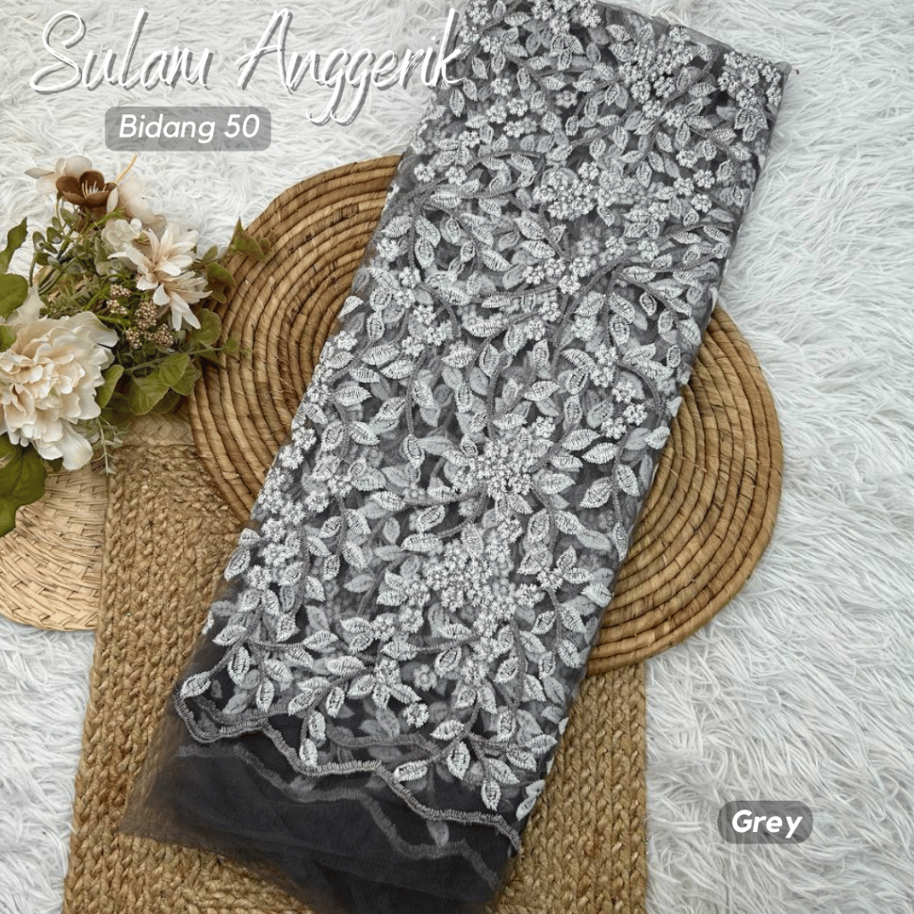 (0.5 METER) Lace Anggerik Tulle Bunga Bidang 50 / Kain Tulle Bunga ...