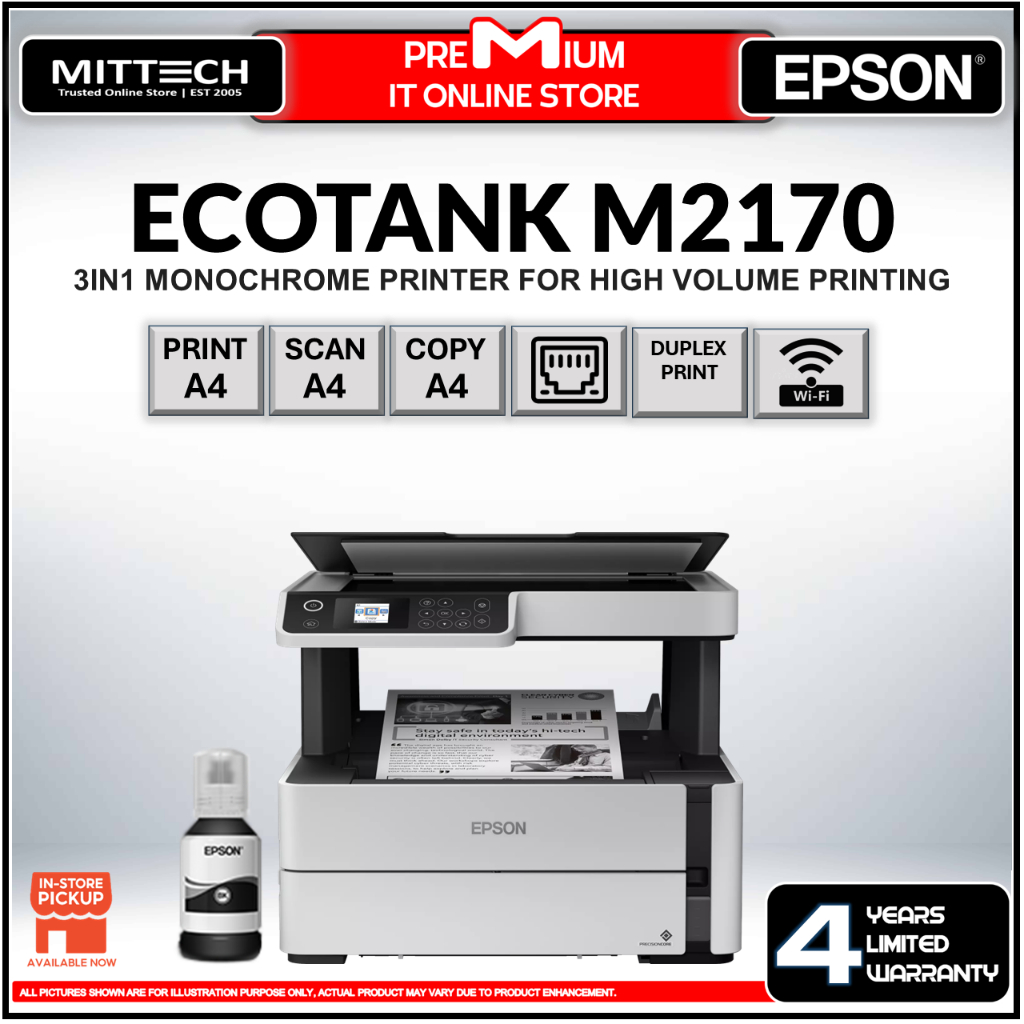 Epson EcoTank Monochrome M2170 Ink Tank Printer | Print Scan Copy ...