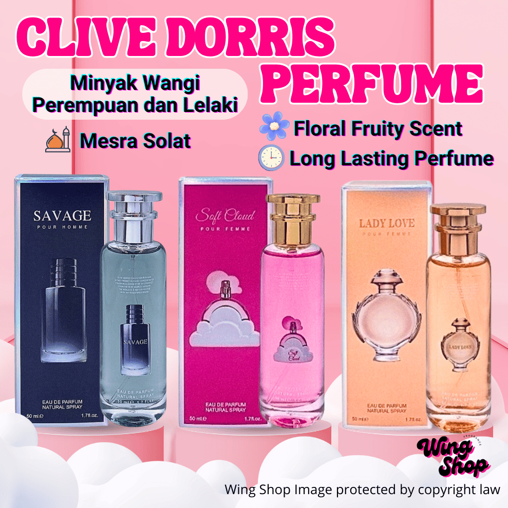 50ML Clive Doris Perfume Women and Men Branded Perfume Minyak Wangi ...