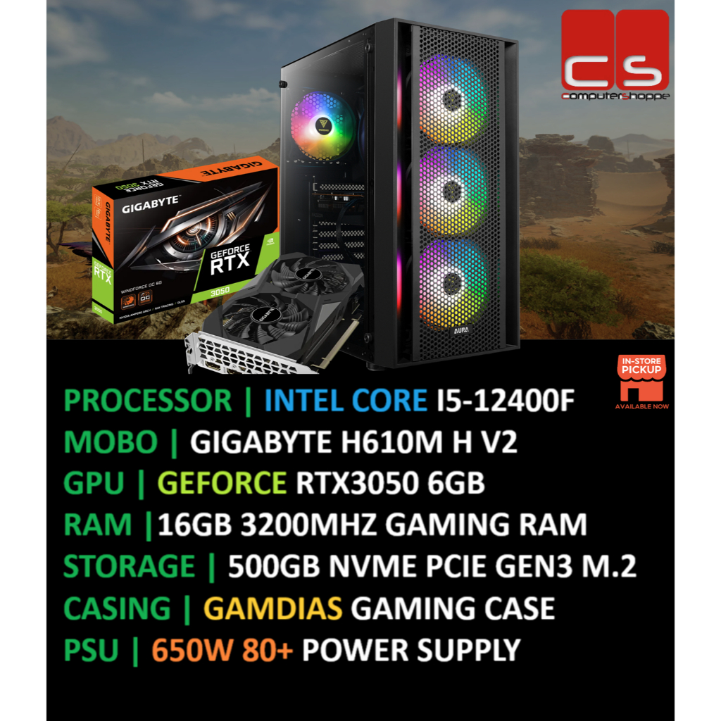 GAMING PC INTEL I5-12400F/ I3-12100F With RTX 3050 6GB Package | Shopee ...