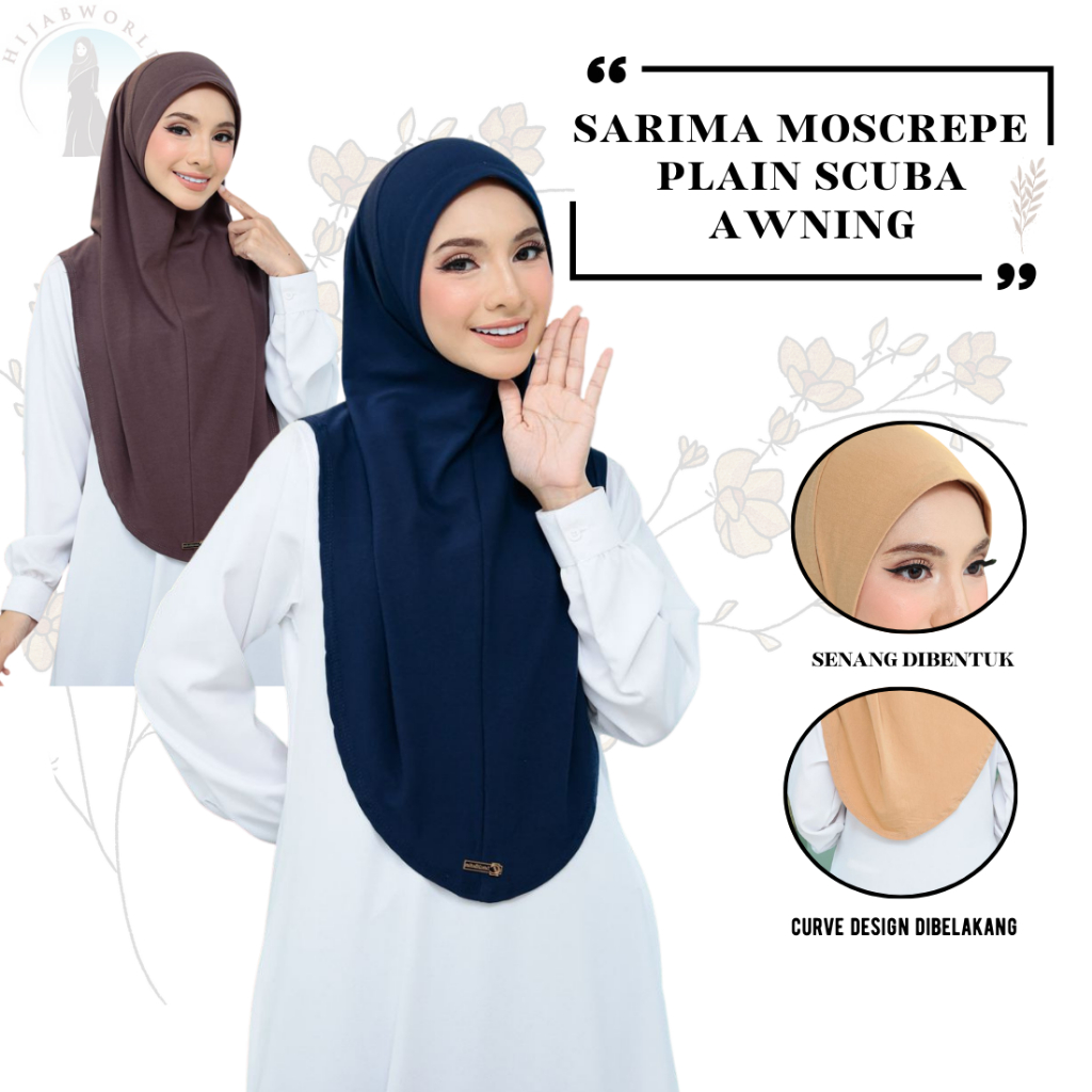 Tudung Sarung Moscrepe SCUBA AWNING Sarimah Plain Instant READY STOCK SIZE M L | Shopee Malaysia