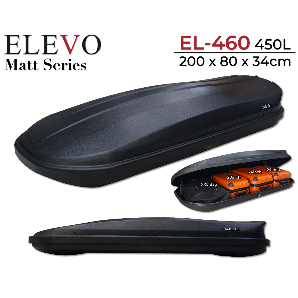 ELEVO EL-460 Matt Series (450L) Cargo Roof Box Matte Black Slim Cargo ...