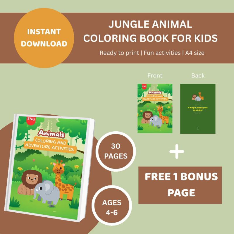 Jungle Animal Coloring Book & Adventure Activities | Shopee Malaysia