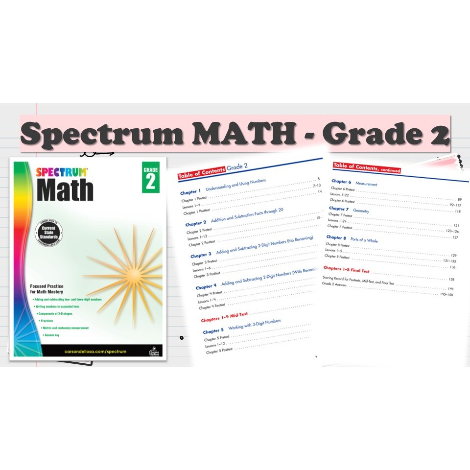 [PRE567] 164 pages SPECTRUM Math Grade 2 Worksheet PDF version 电子书 ...