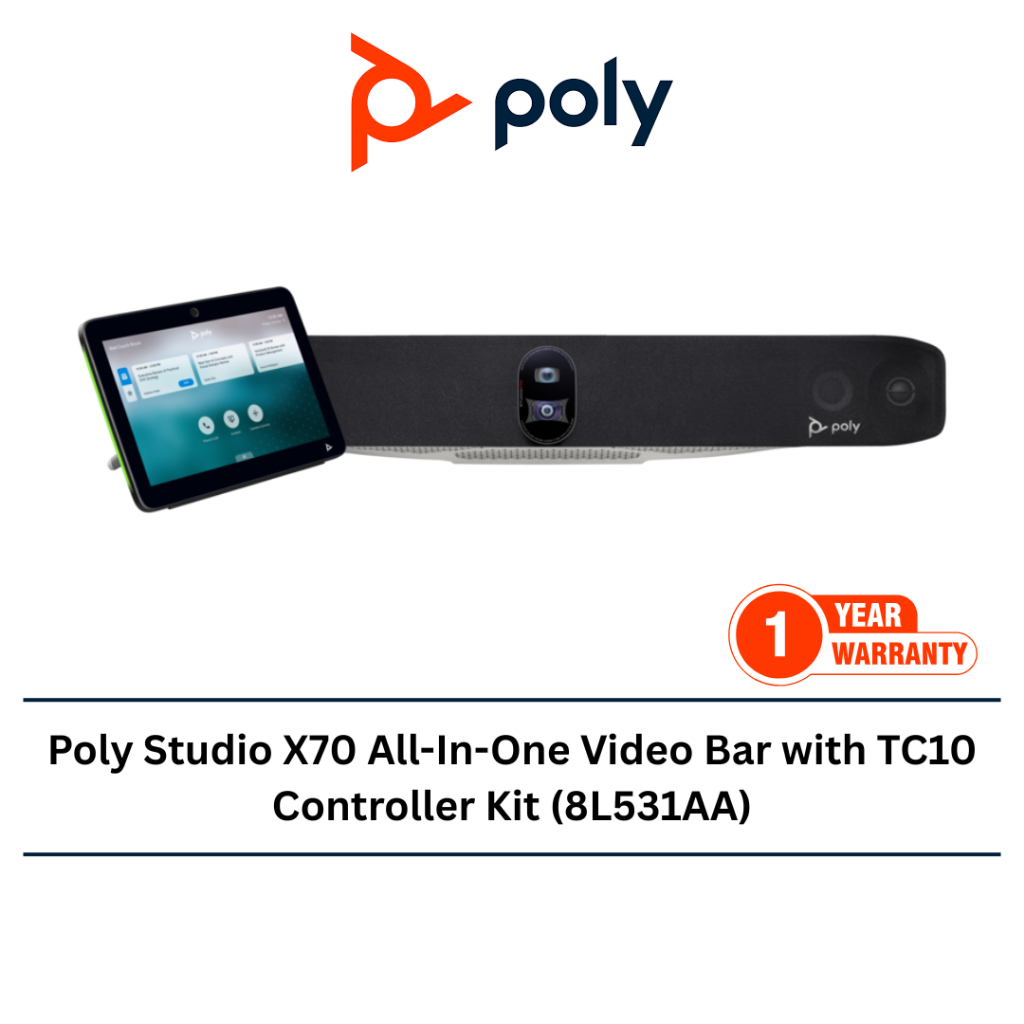 Poly Studio X70 All-In-One Video Bar with TC10 Controller Kit (8L531AA ...