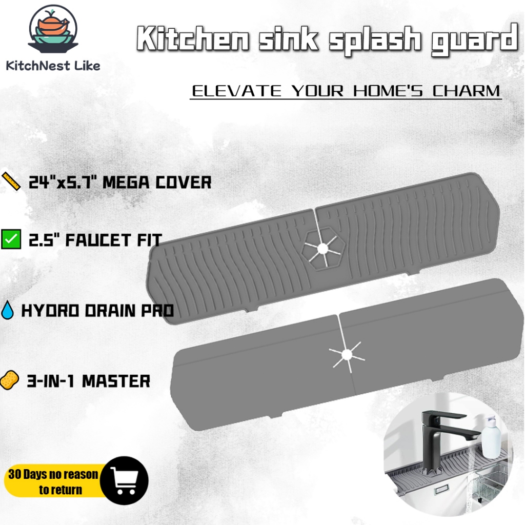 MYStock24H】BPA-Free Silicone Splash Guard 24x5.7in | Faucet Anti-Splash ...